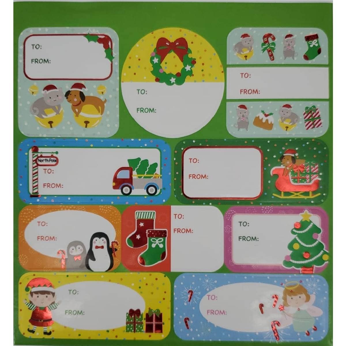 Christmas Foil Gift Stickers Green 40 Pack | Woolworths