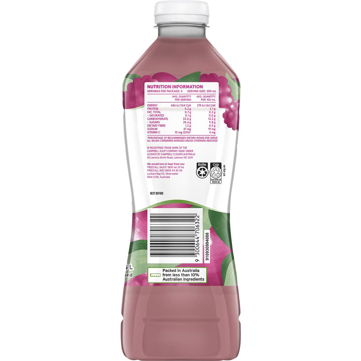 V8 Protein Blend Smoothie Mixed Berry 1.25l | Woolworths