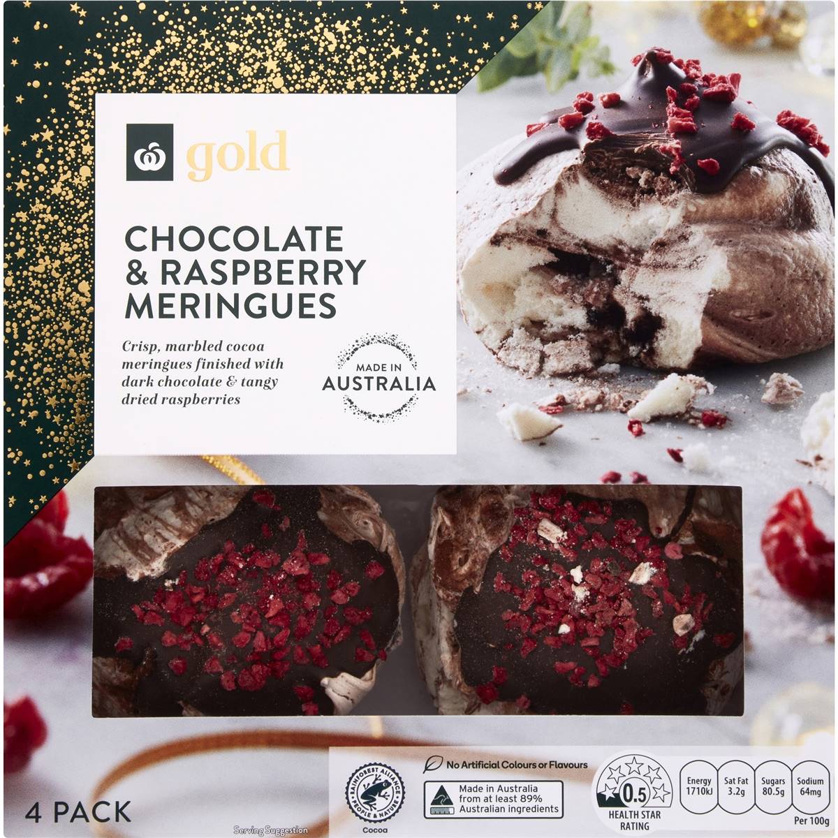 Woolworths Gold Choc Raspberry Meringues Meringues 4 Pack | Woolworths