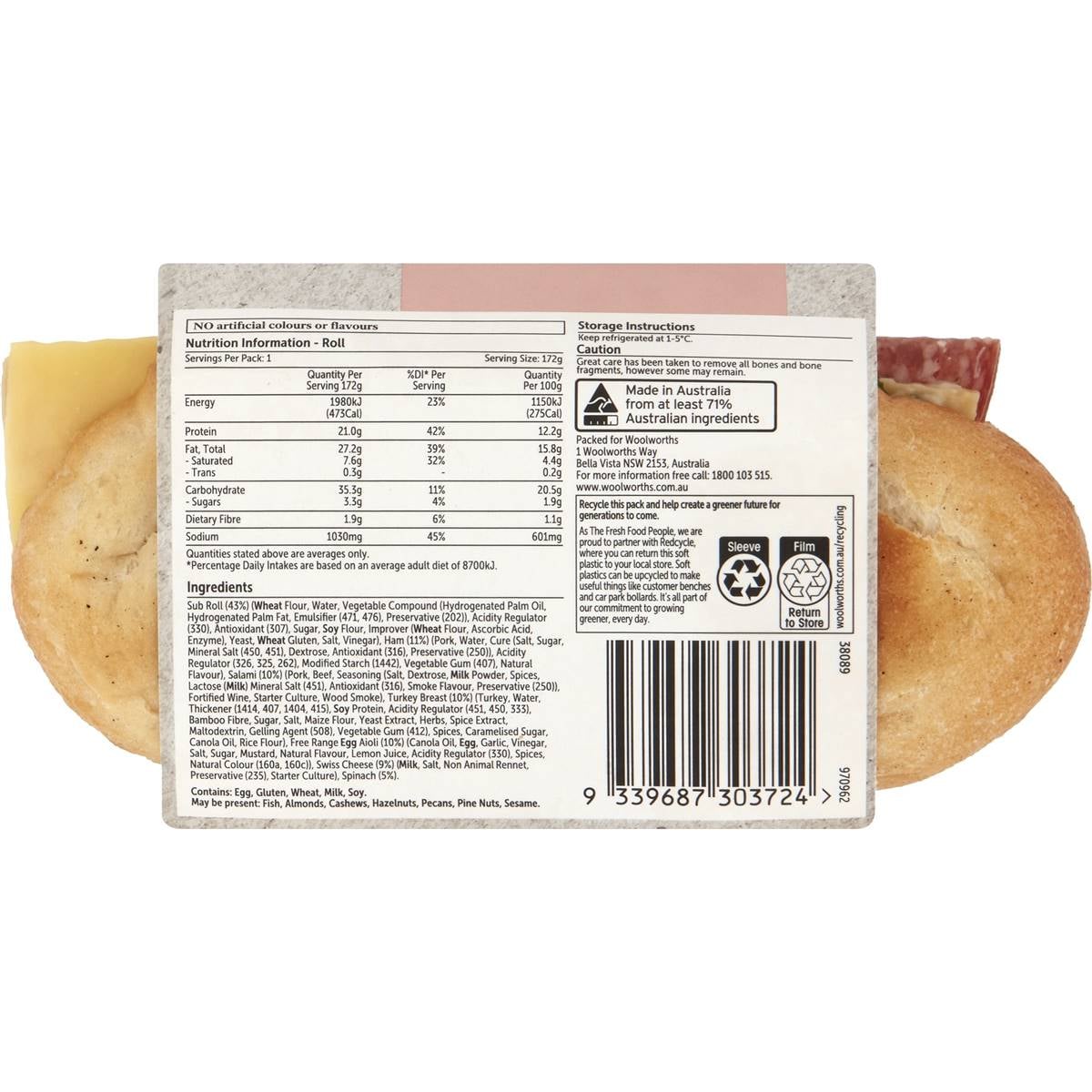 Woolworths Meat Feast Roll 172g | Woolworths