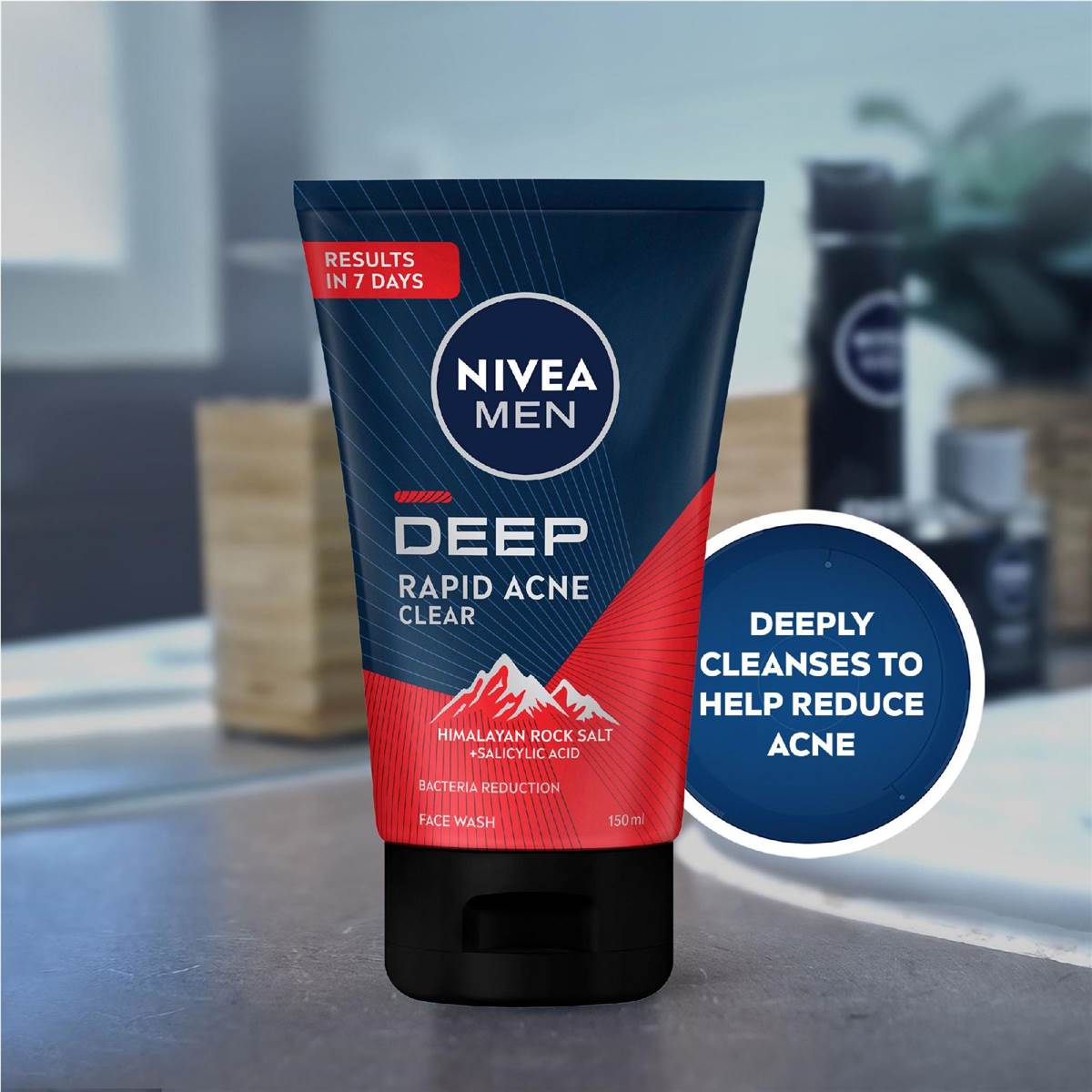 Nivea Men Deep Rapid Acne Clear Face Wash For Acne Prone Skin 150ml ...