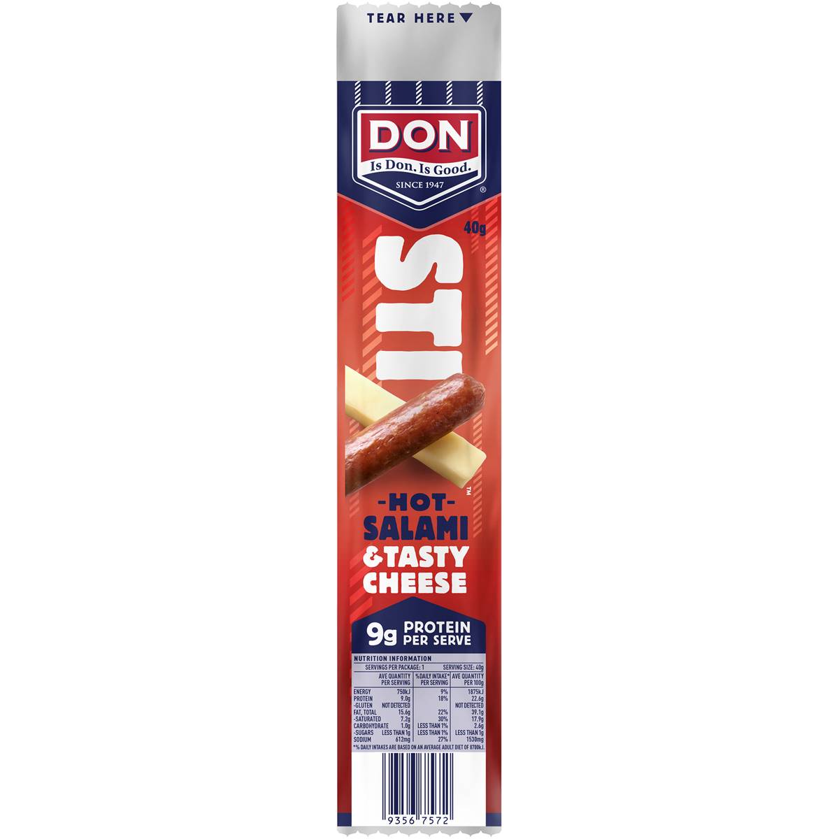 Don Stix Hot Salami & Tasty Cheese 40g | Woolworths