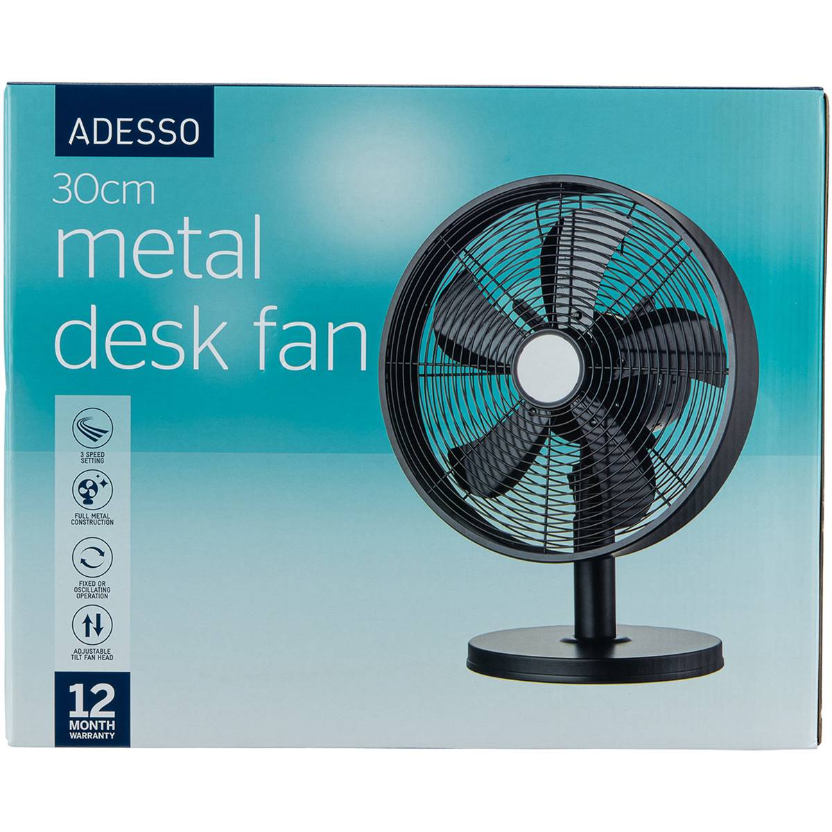 Adesso 30cm Metal Desk Fan Each | Woolworths