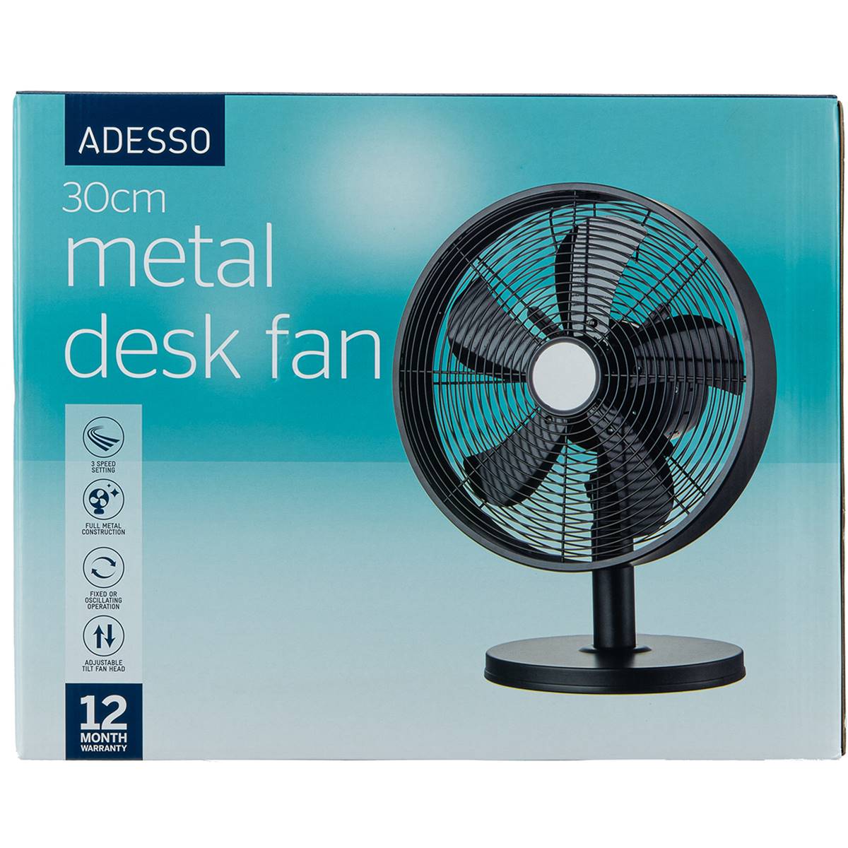 Adesso 30cm Metal Desk Fan Each | Woolworths