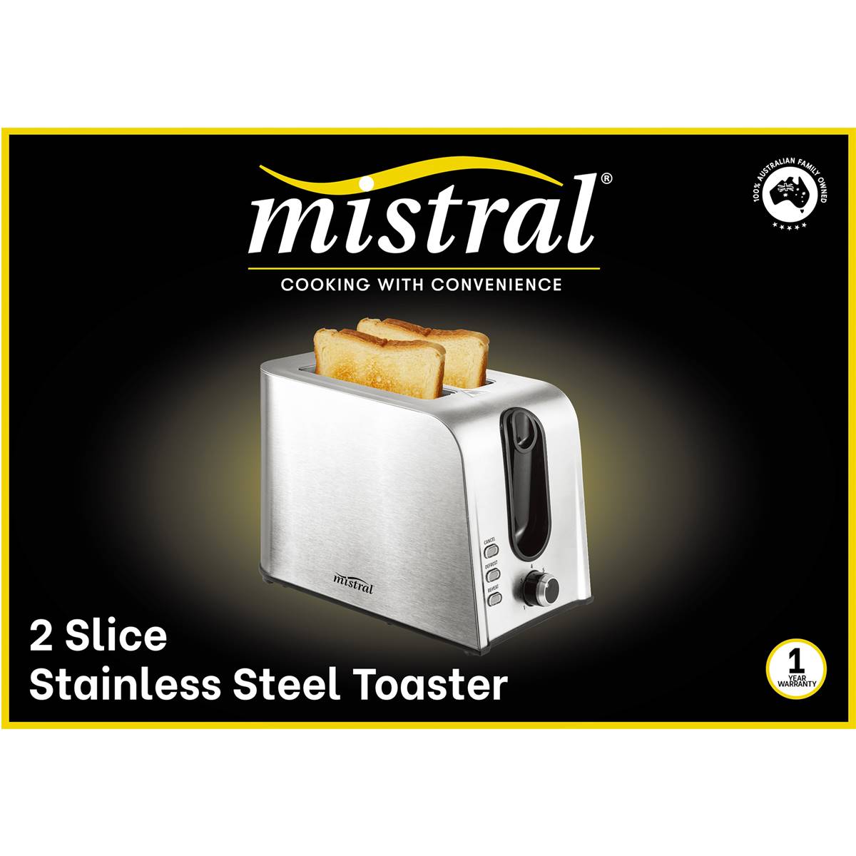 Mistral 2 Slice Stainless Steel Toaster Each | Woolworths