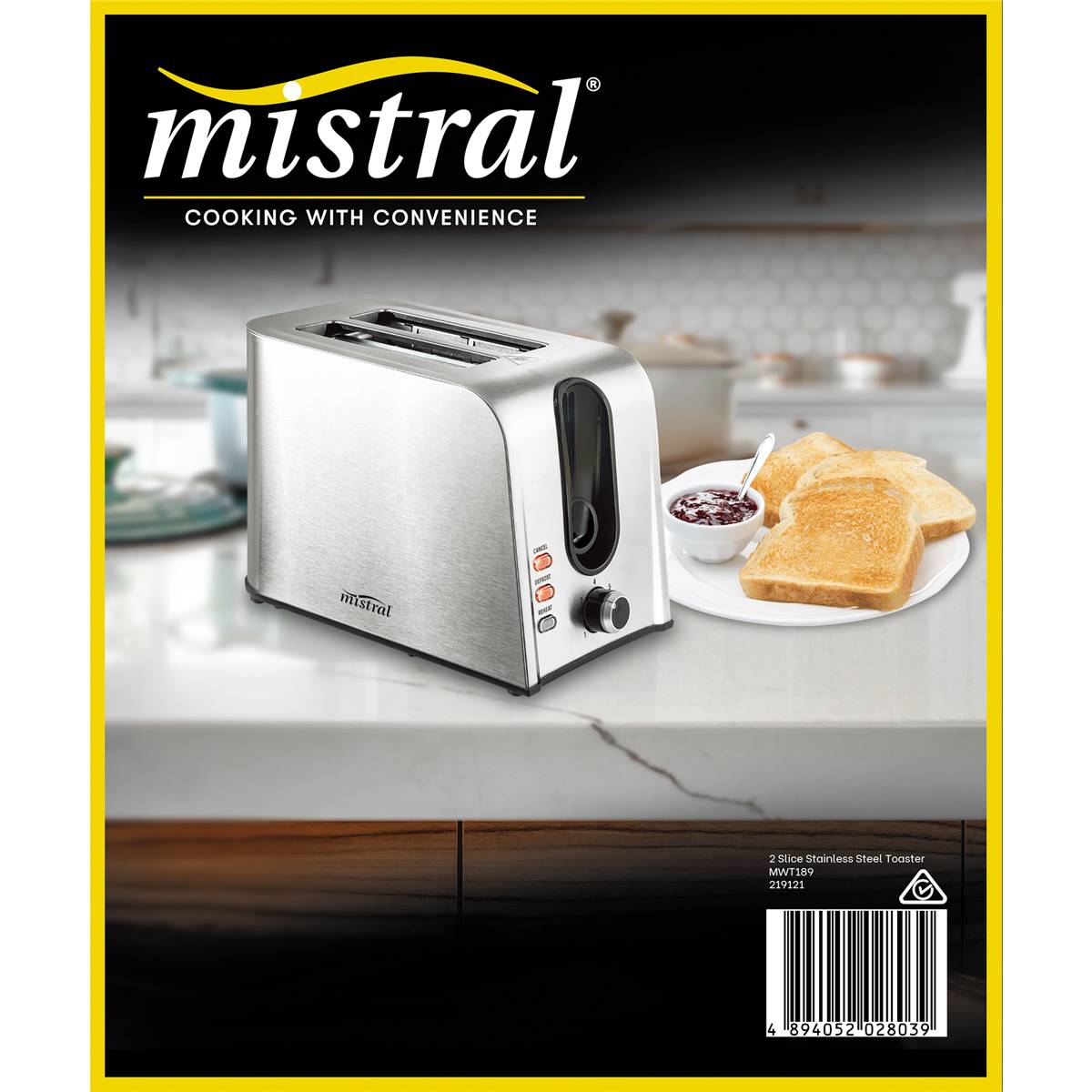 Mistral 2 Slice Stainless Steel Toaster Each | Woolworths