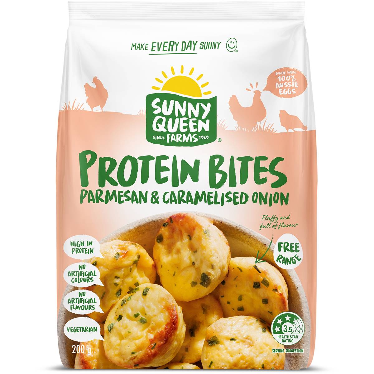 Sunny Queen Protein Bites Parmesan & Caramelised Onion Frozen 200g ...