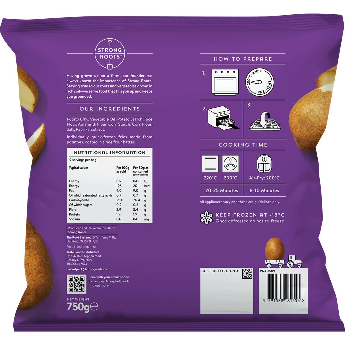 Strong Roots Crispy Skinny Fries 750g | Woolworths