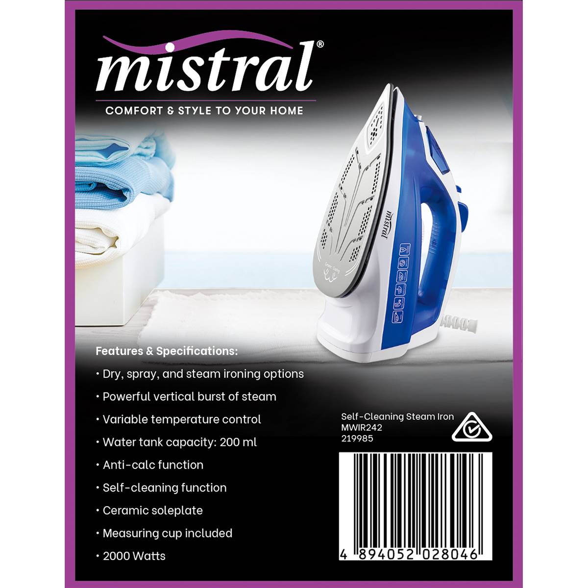 Mistral Self Cleaning Steam Iron Each | Woolworths