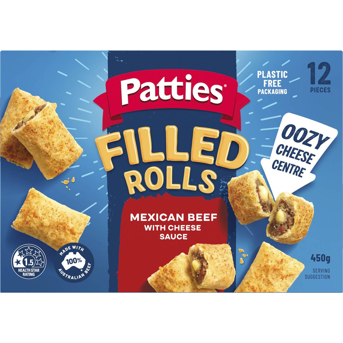 Patties Filled Rolls Original Beef With Cheese Sauce 450g | Woolworths