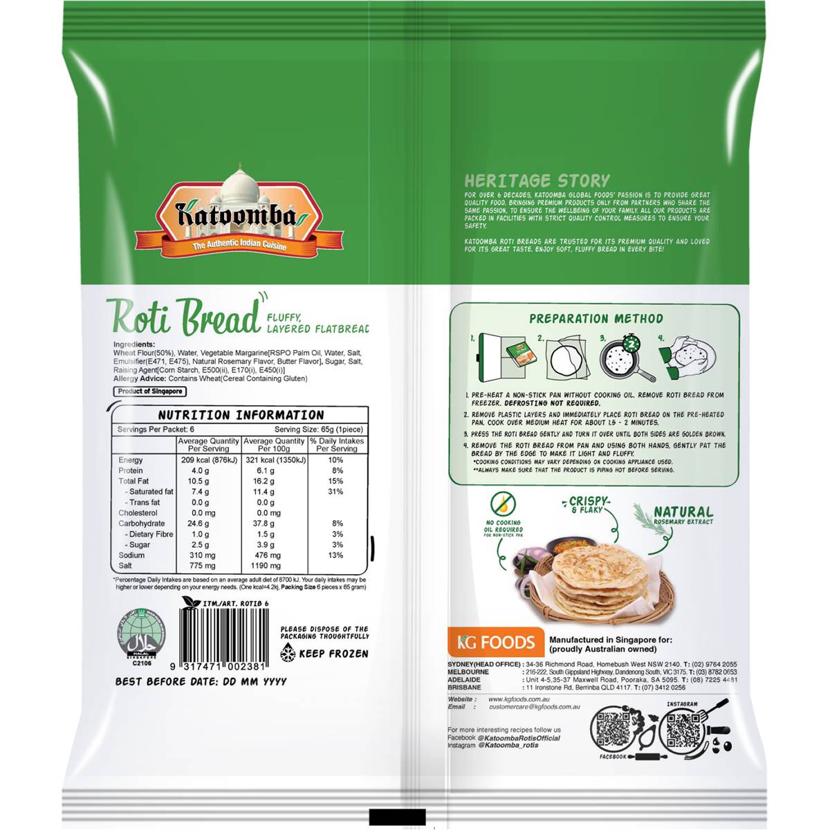 Katoomba Roti Bread 6 Pack | Woolworths