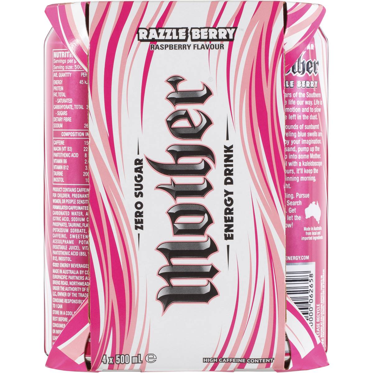 Mother Razzle Berry Raspberry Flavoured Energy Drink 500ml X4 Pack ...