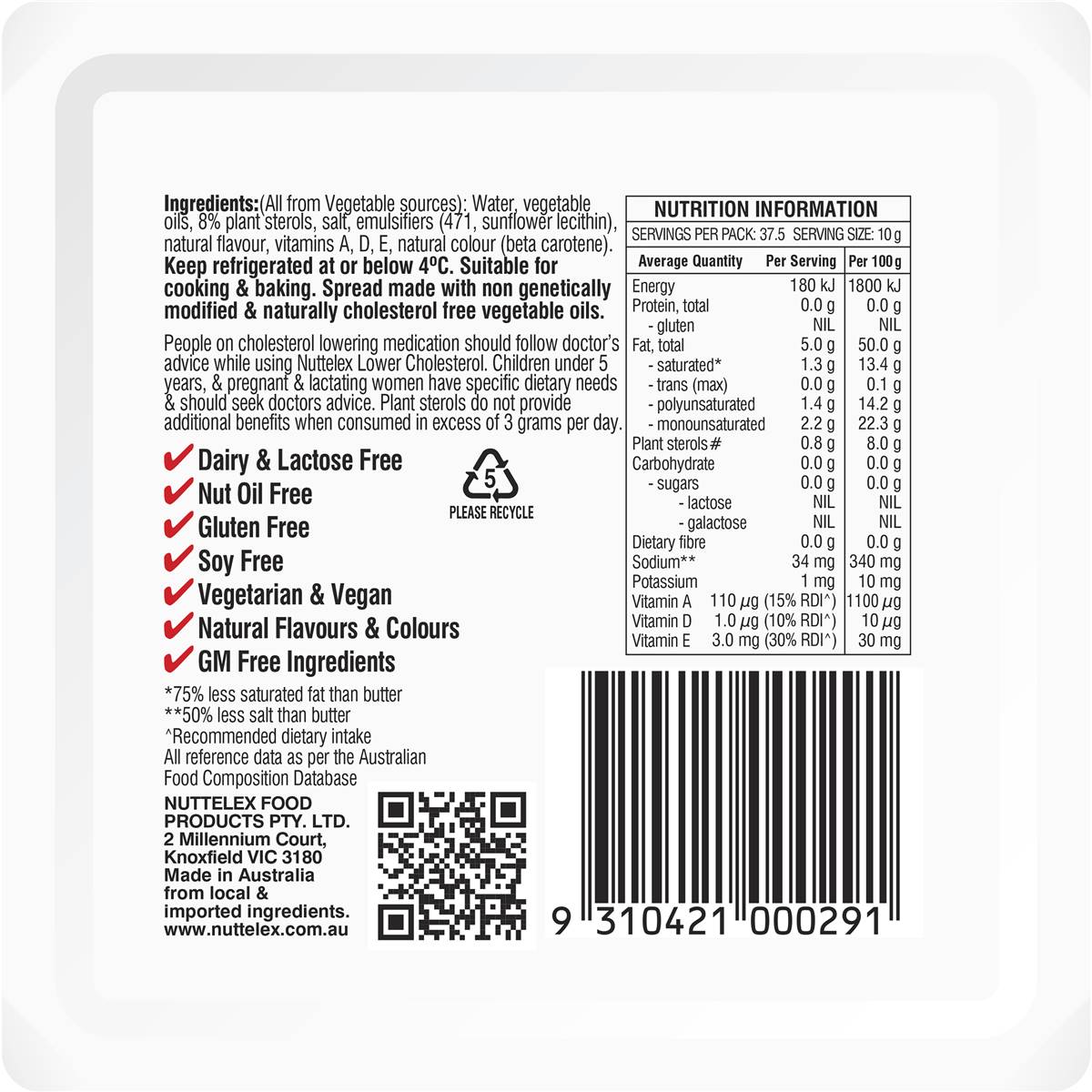 Nuttelex Pulse Buttery Dairy Free Spread 375g | Woolworths