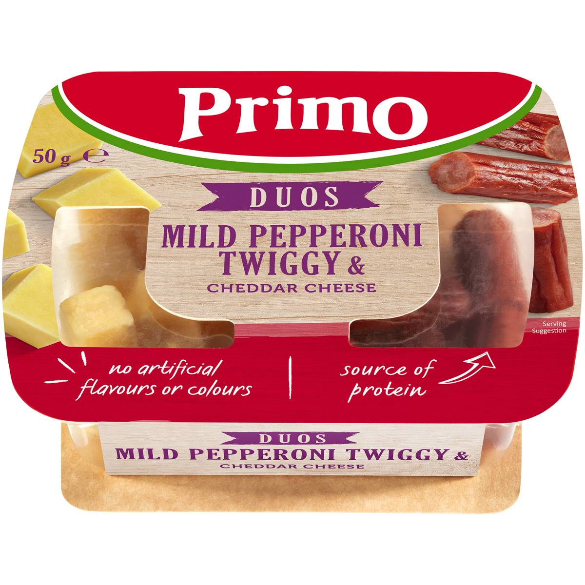 Primo Duos Mild Pepperni Twiggy & Cheese Snack 50g | Woolworths