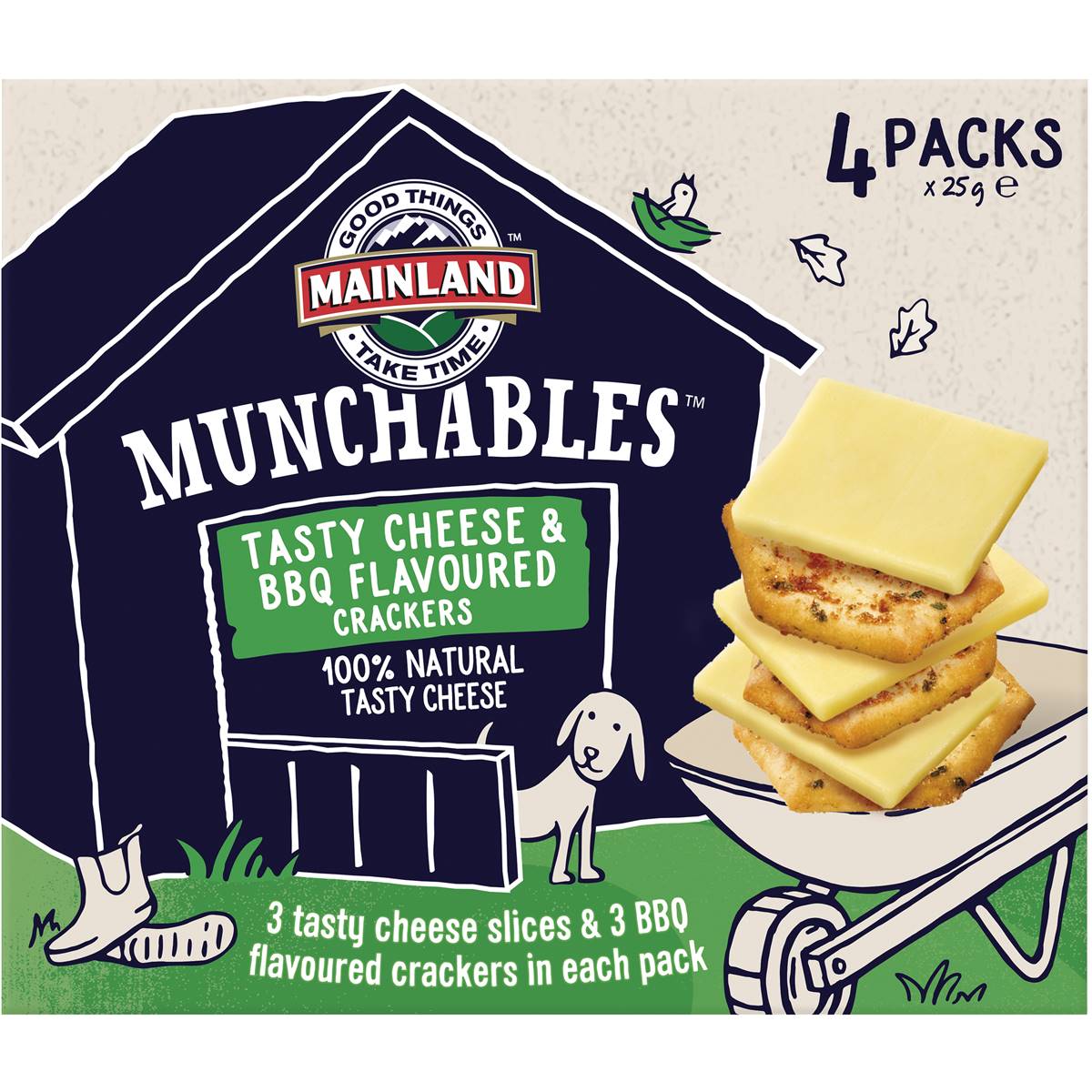 Mainland Munchables Tasty Cheese & Bbq Crackers 4 Pack | Woolworths