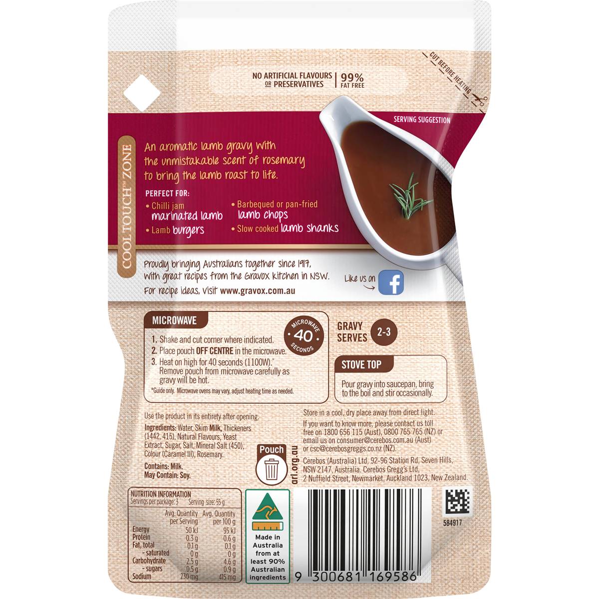 Gravox Lamb & Rosemary Liquid Gravy Pouch 165g | Woolworths