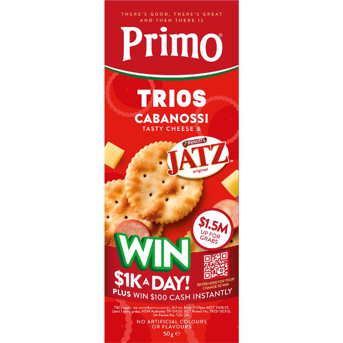 Primo Trios Cabanossi Cheese & Jatz Crackers 50g | Woolworths