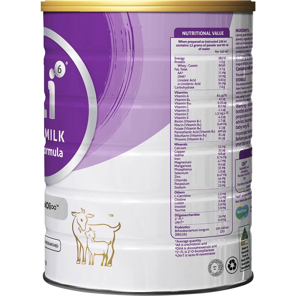 Oli6 Goat Milk Infant Formula Stage 1, 0-6 Months 800g | Woolworths