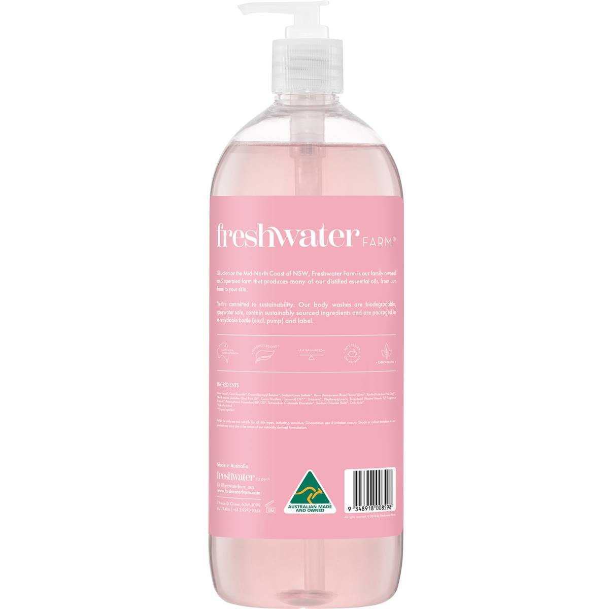 Freshwater Farm Rosewater And Pink Clay Body Wash 1l Woolworths