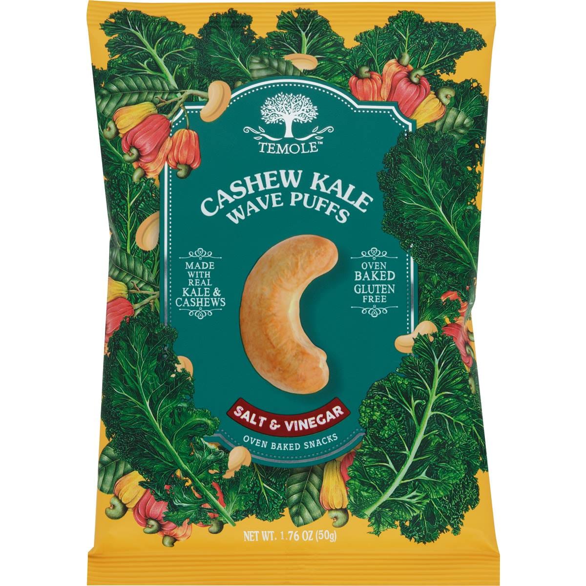 Temole Cashew Kale Wave Puffs Oven Baked Snacks Salt & Vinegar 50g ...