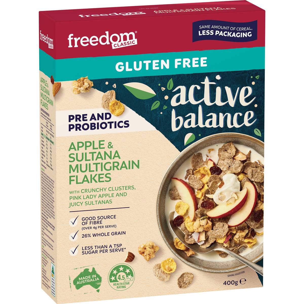 Freedom Active Balance Apple & Sultana Multigrain Flakes 400g | Woolworths