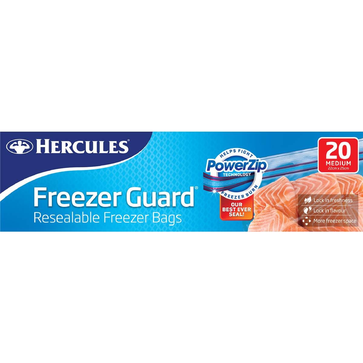 Hercules Freezer Guard Resealable Freezer Bags Twin Zip Medium 20 Pack ...