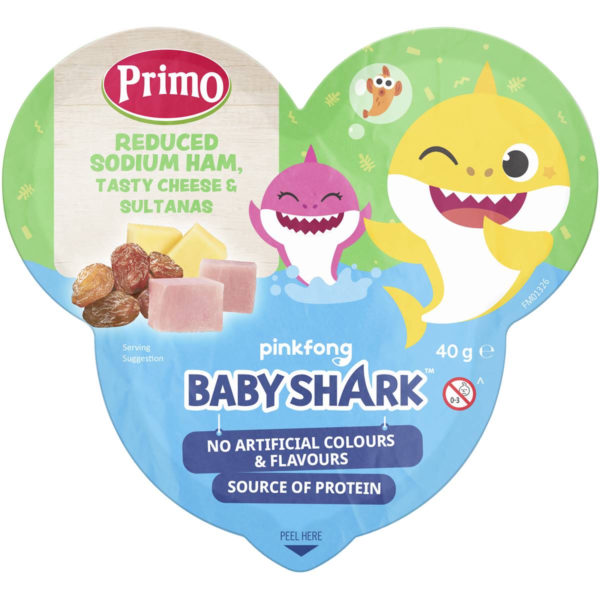 Primo Mini Mix Ups Baby Shark Ham Tasty Cheese & Sultanas 40g | Woolworths
