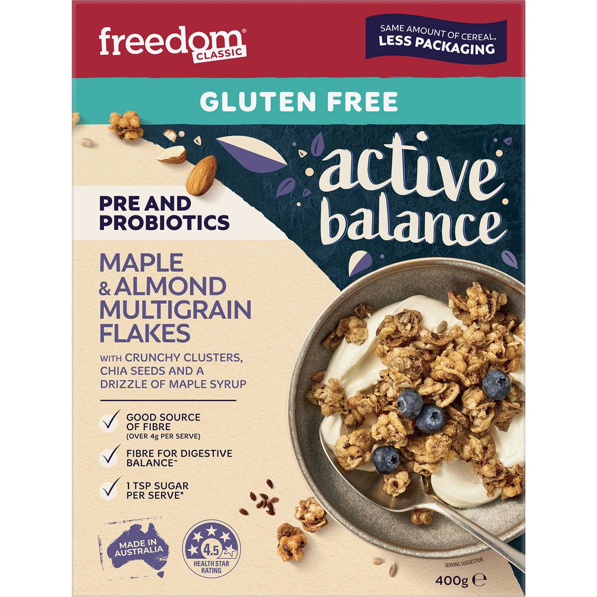 Freedom Active Balance Maple & Almond Multigrain Flakes Cereal 400g ...