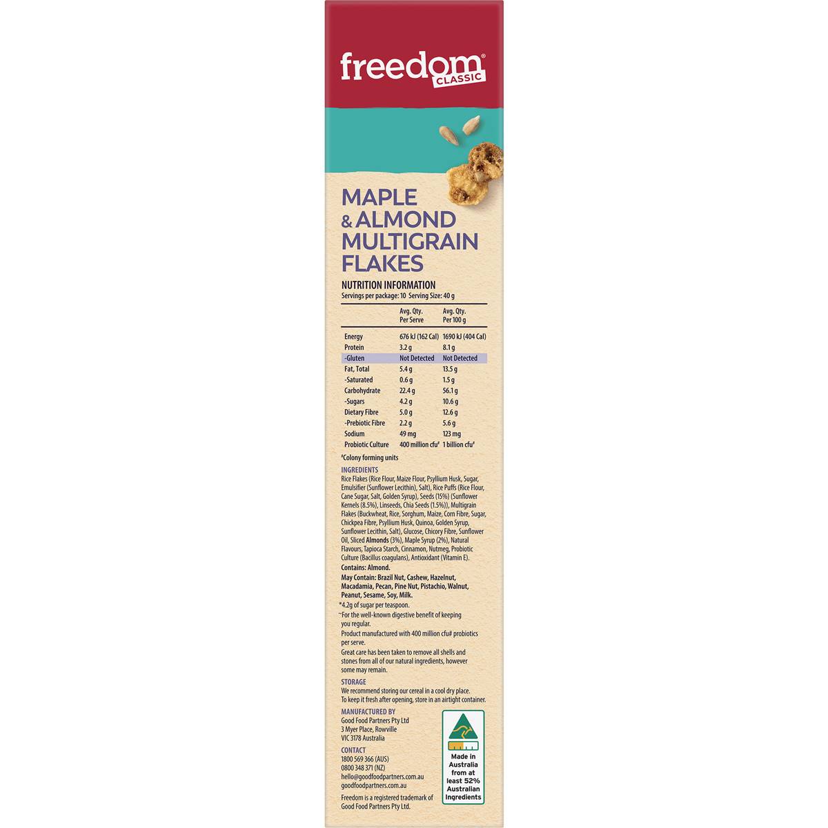 Freedom Active Balance Maple & Almond Multigrain Flakes Cereal 400g ...
