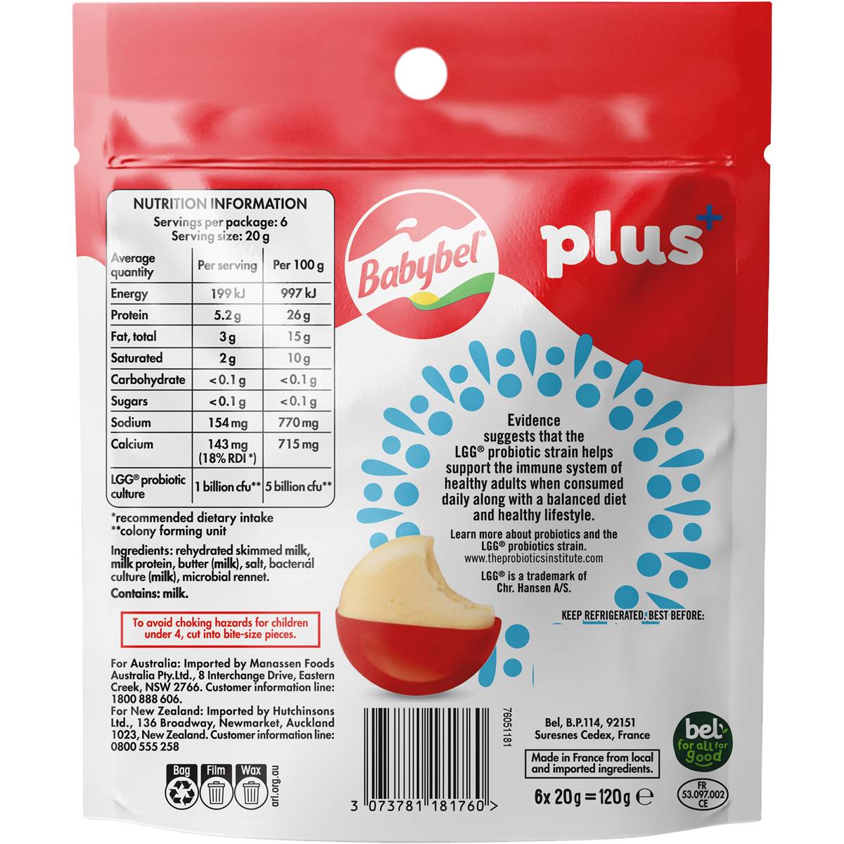 Babybel Plus+ Probiotic 6 Pack | Woolworths