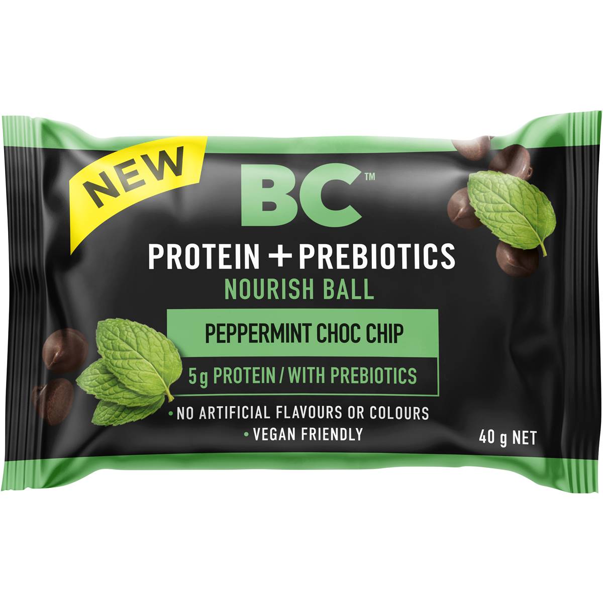 Bc Snacks Peppermint Choc Chip Protein And Prebiotics Nourish Ball 40g ...