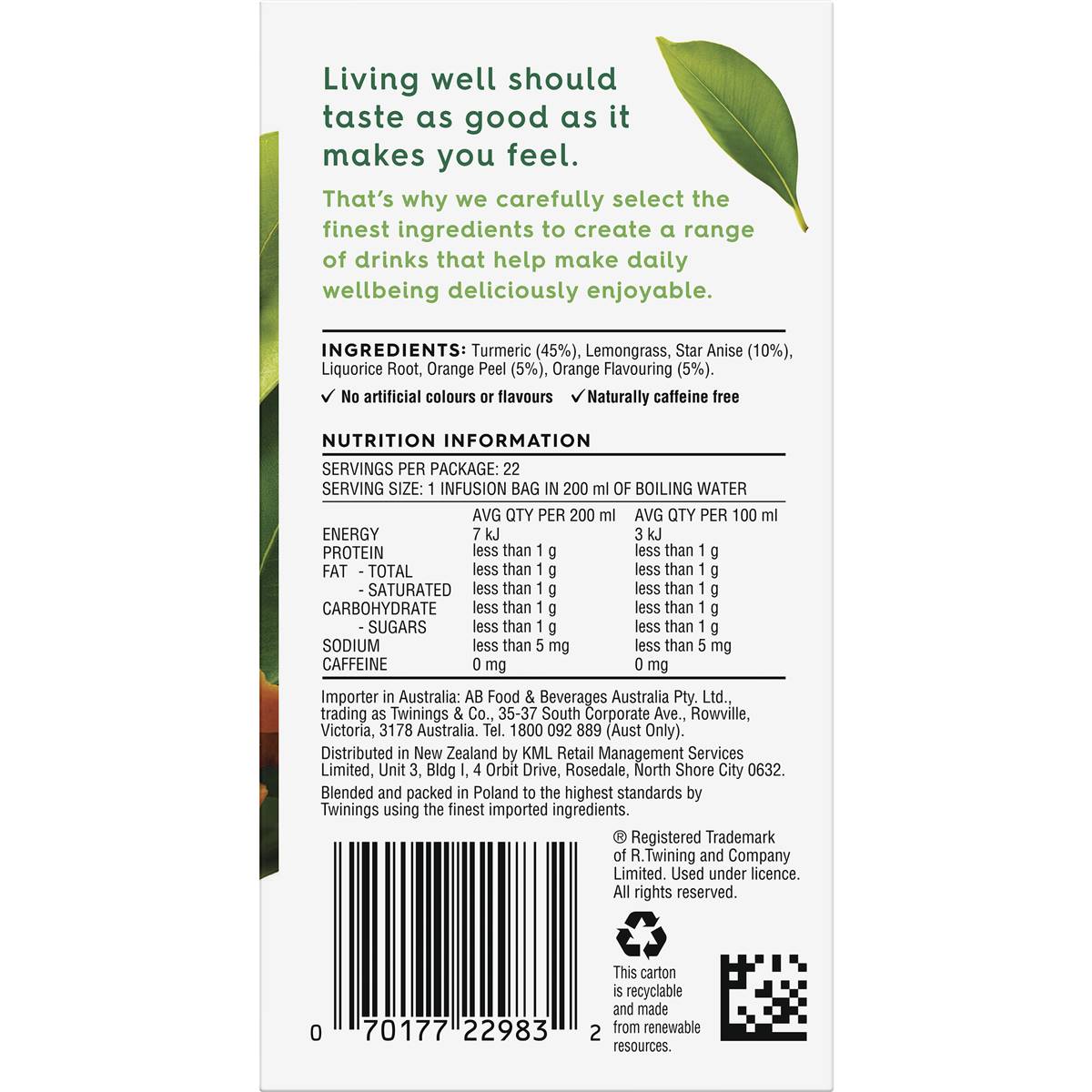 Twinings Live Well Digest Tea Bags 22 Pack | Woolworths