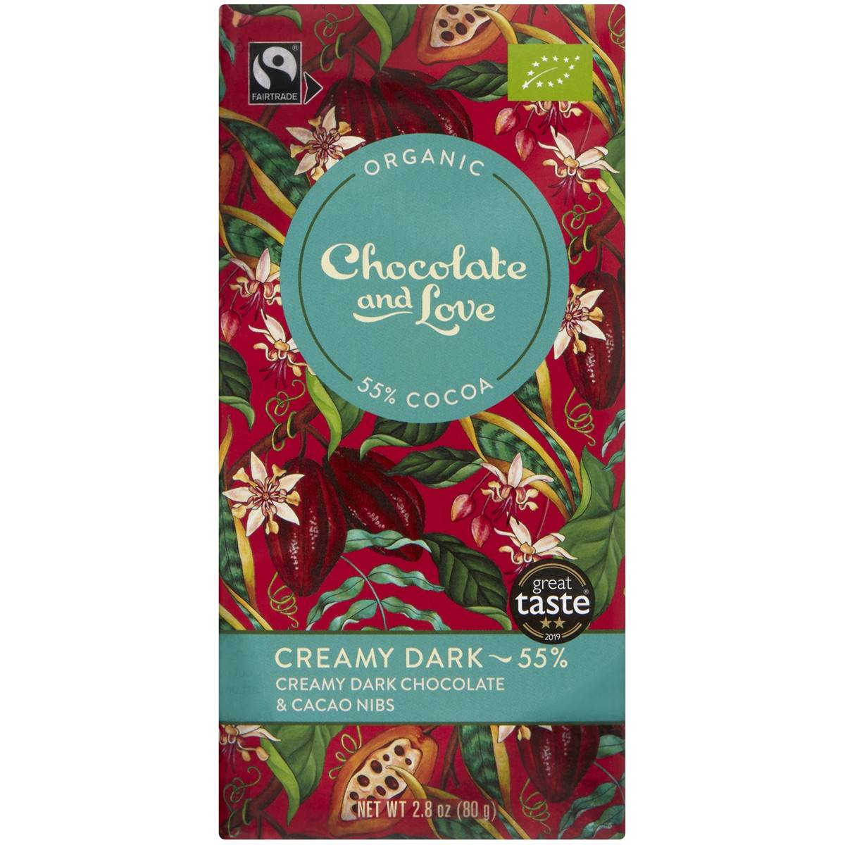 Chocolate And Love Creamy Dark & Cacao Nibs Chocolate Bar 80g | Woolworths