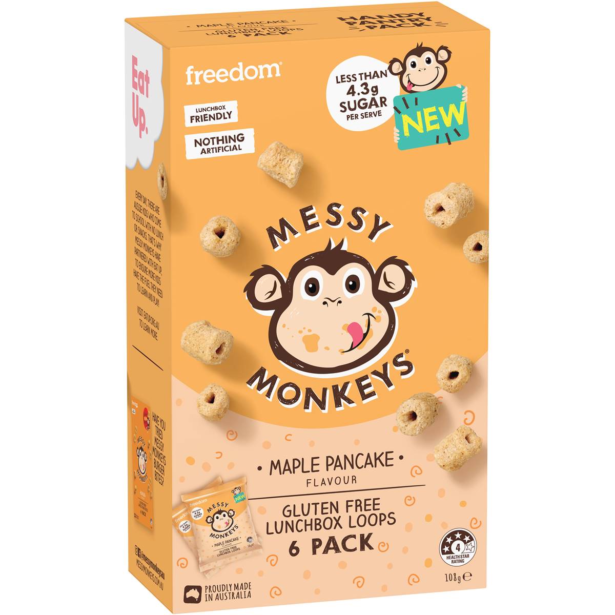 Messy Monkeys Maple Pancake Flavour Loops 108g | Woolworths