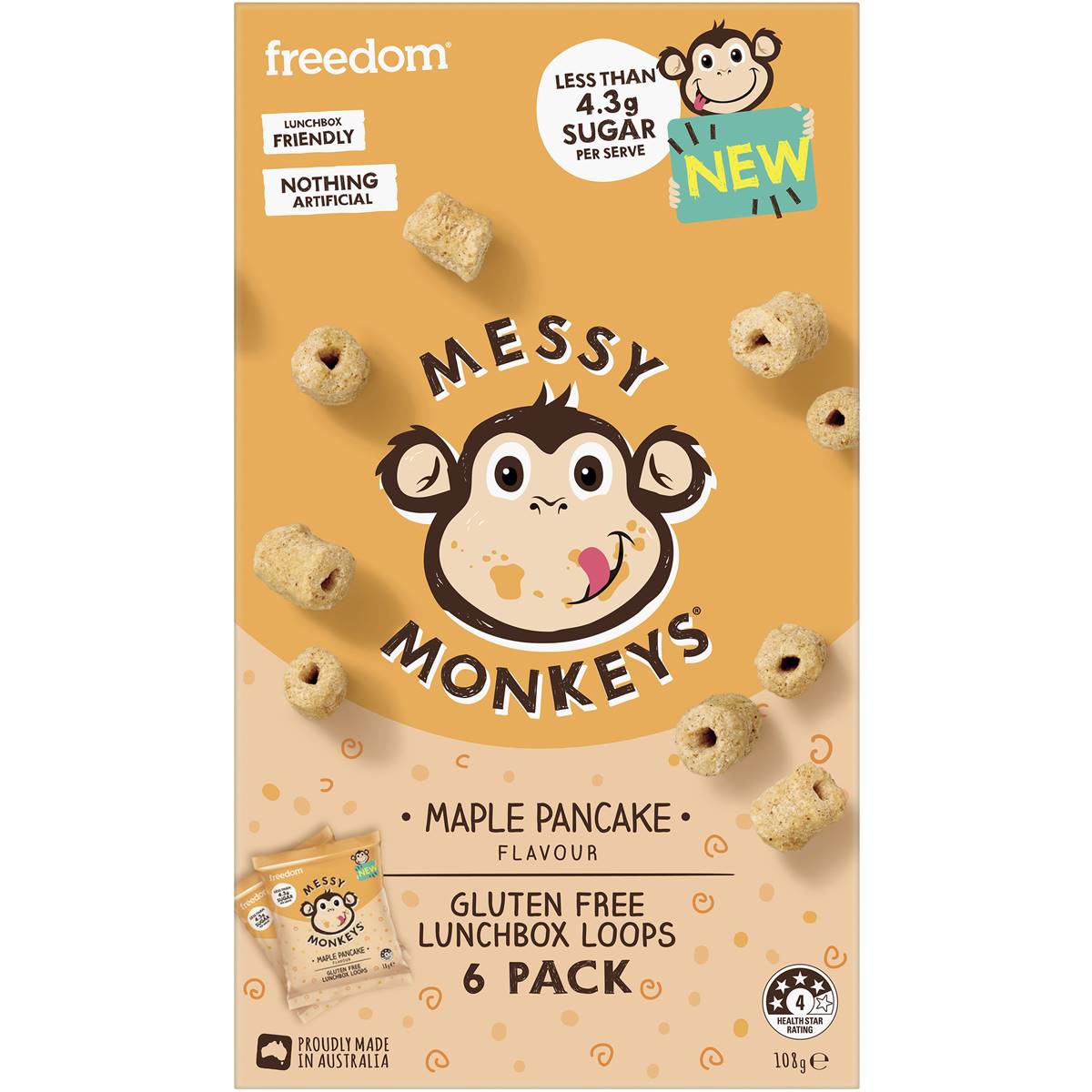 Messy Monkeys Maple Pancake Flavour Loops 108g | Woolworths