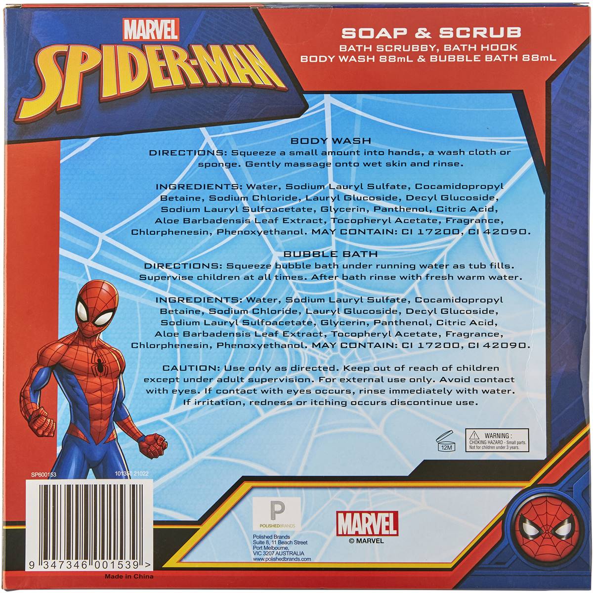 Marvel Soap & Scrub Set Spiderman Gift Set Each | Woolworths