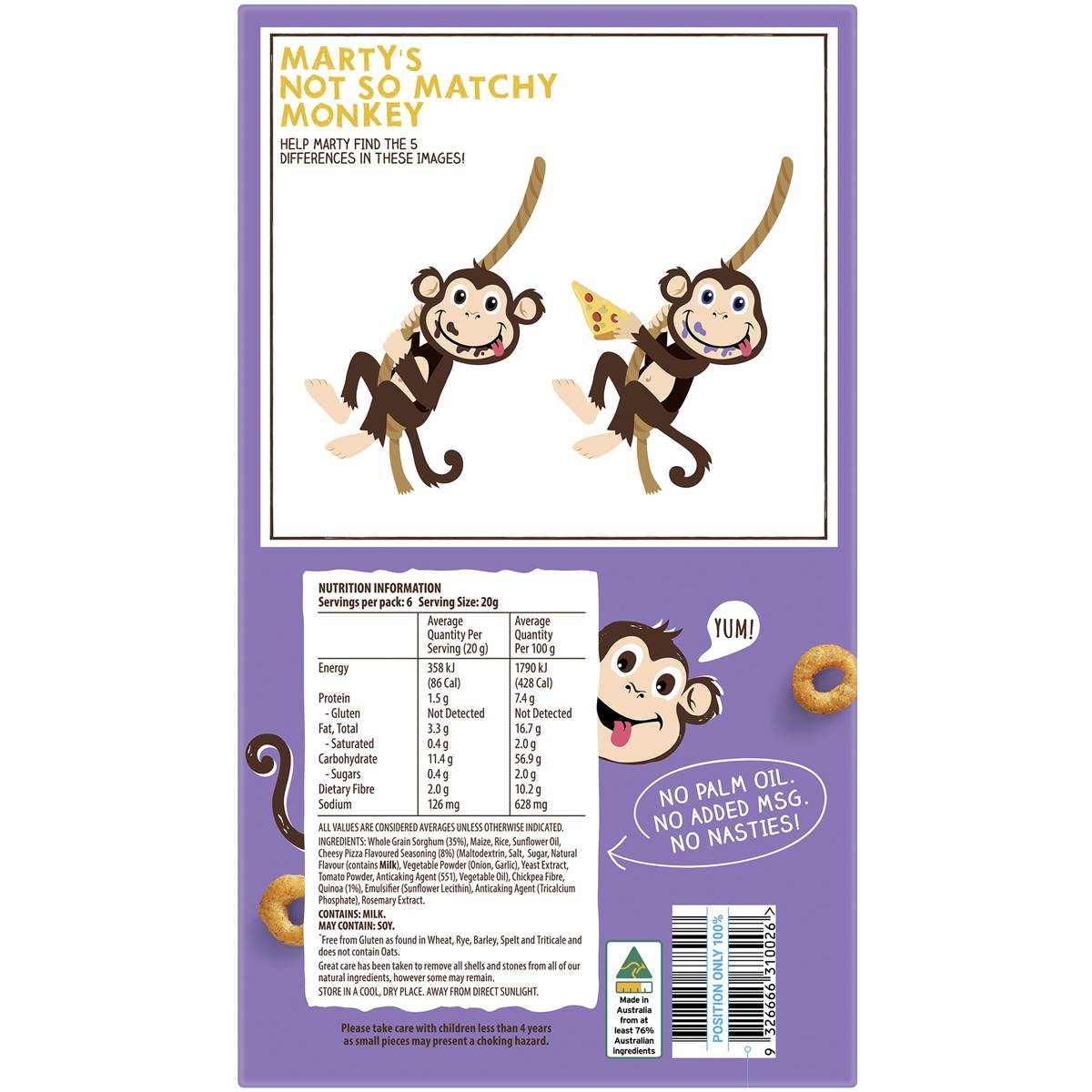 Messy Monkeys Gluten Free Whole Grain Bites Pizza Flavour 6 Pack ...