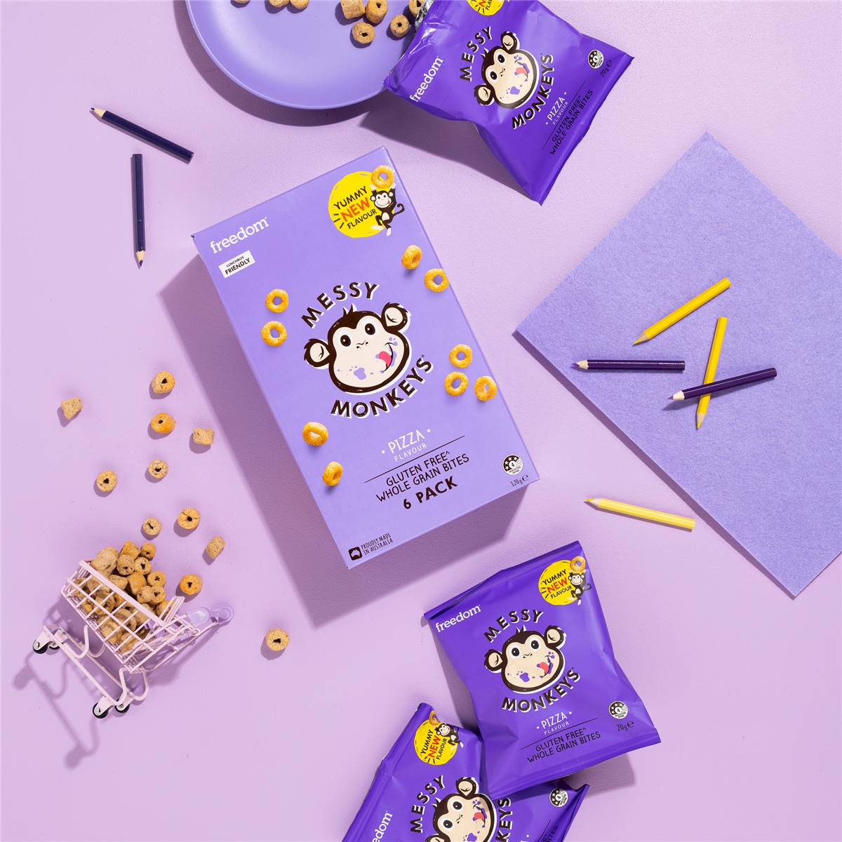 Messy Monkeys Gluten Free Whole Grain Bites Pizza Flavour 6 Pack ...