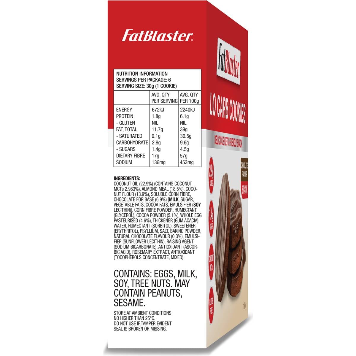 Fat Blaster Lo Carb Cookies Chocolate 6 Pack | Woolworths
