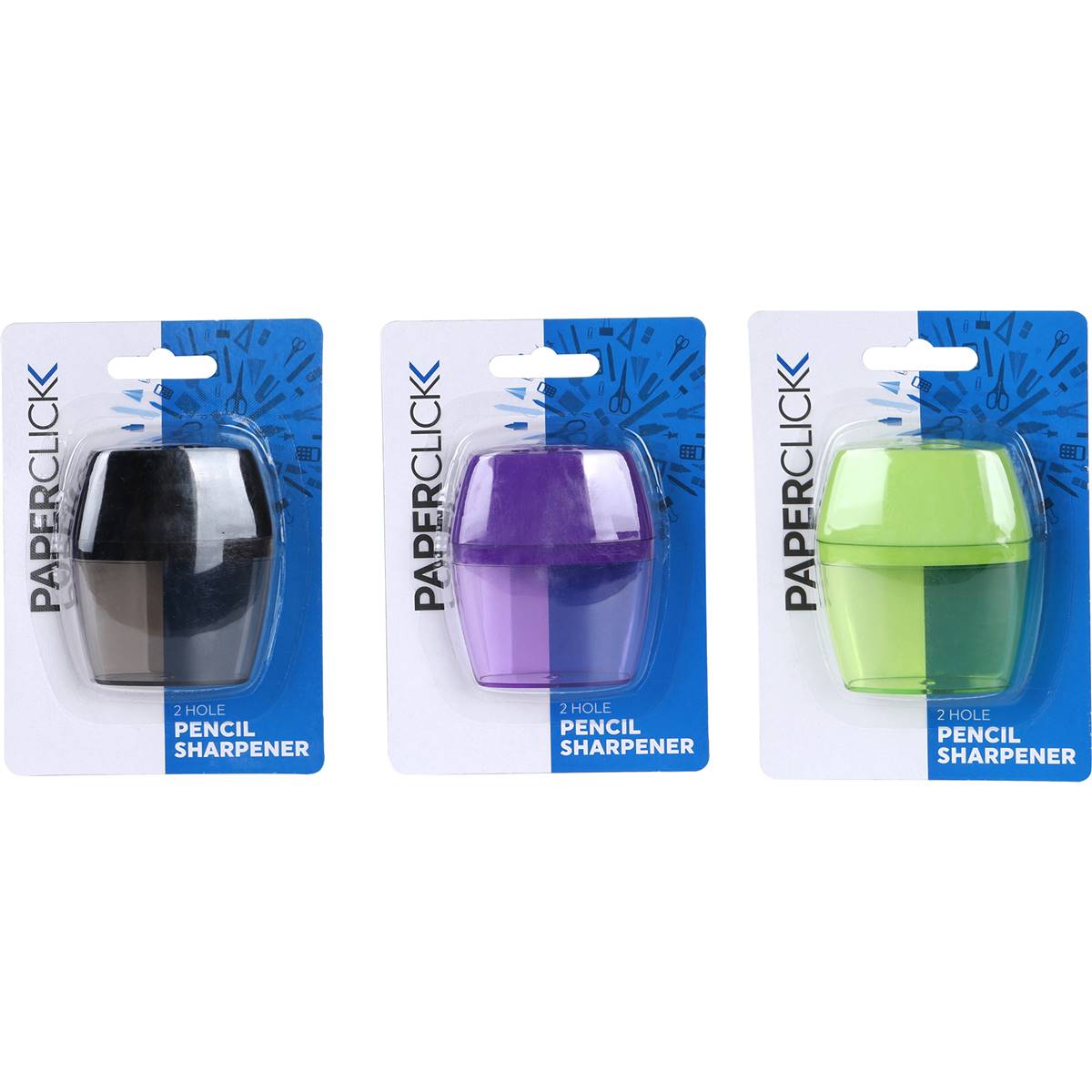 Paperclick 2 Hole Pencil Sharpener Assorted Each | Woolworths