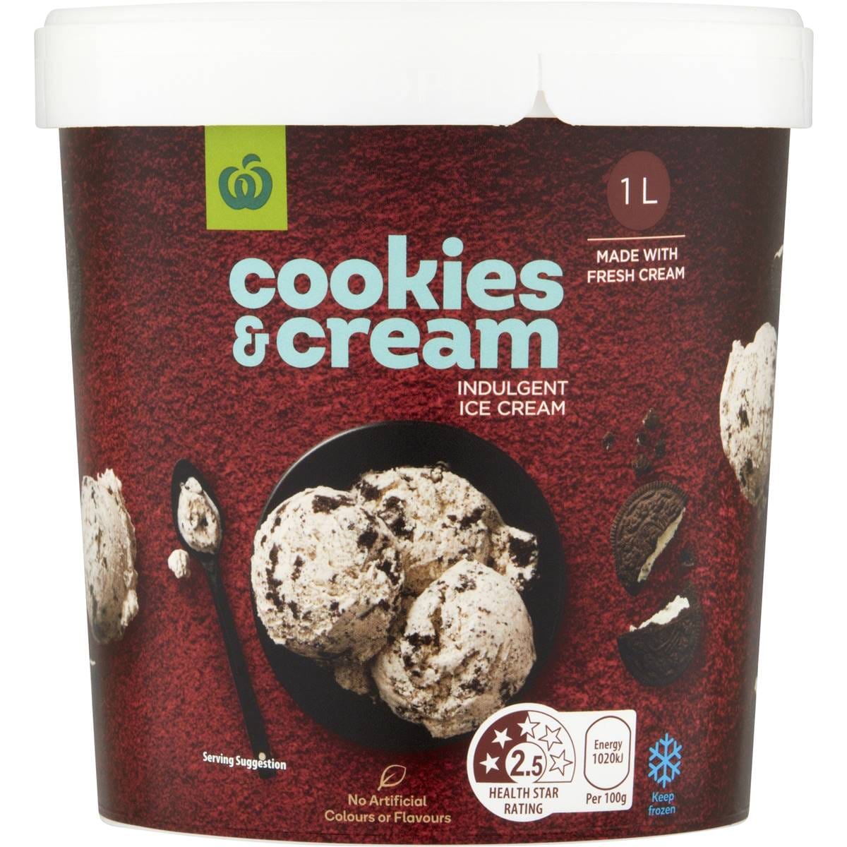 Woolworths Ice Cream Cookies & Cream 1l | Woolworths
