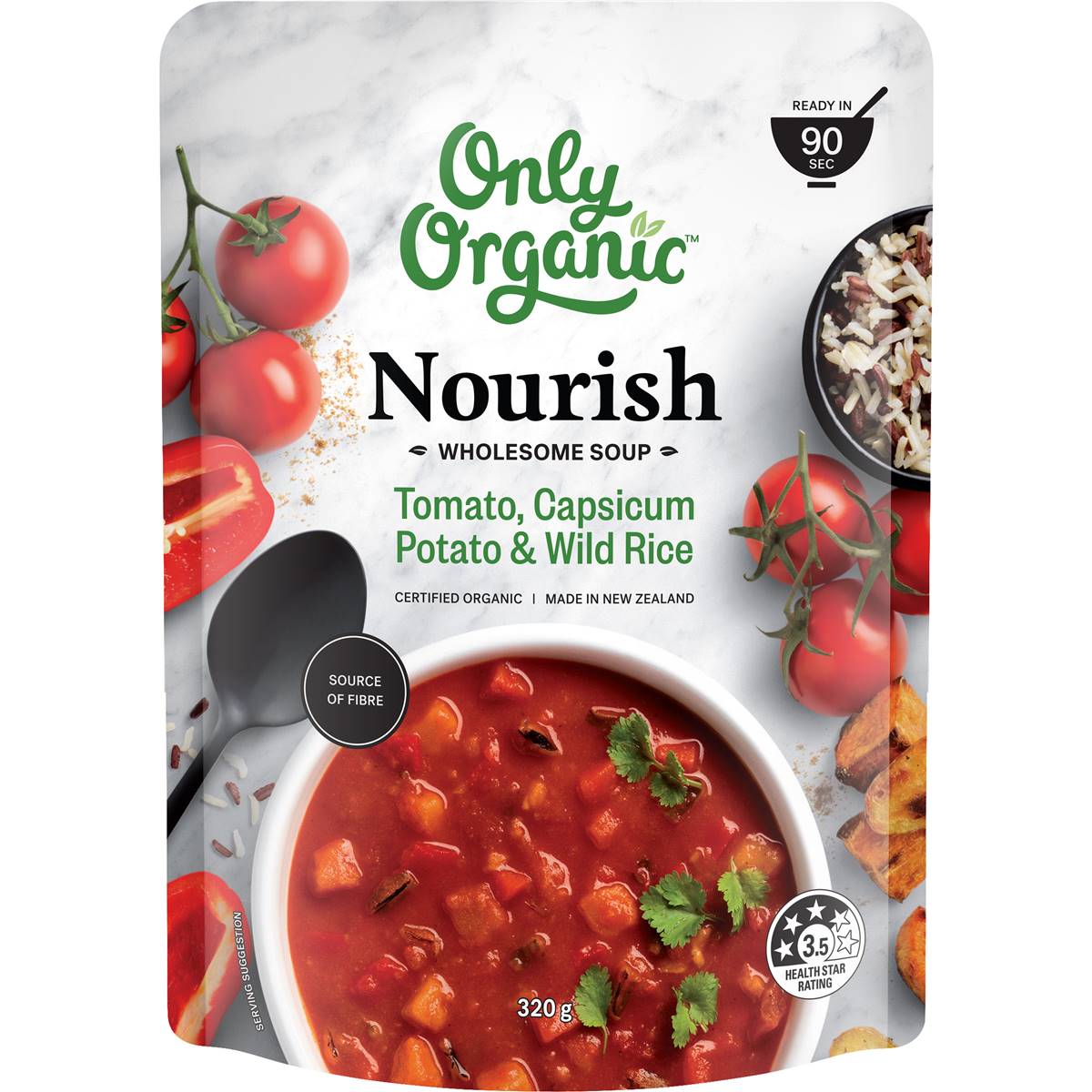 Only Organic Nourish Soup Tomato Capsicum Potato & Wild Rice 320g ...