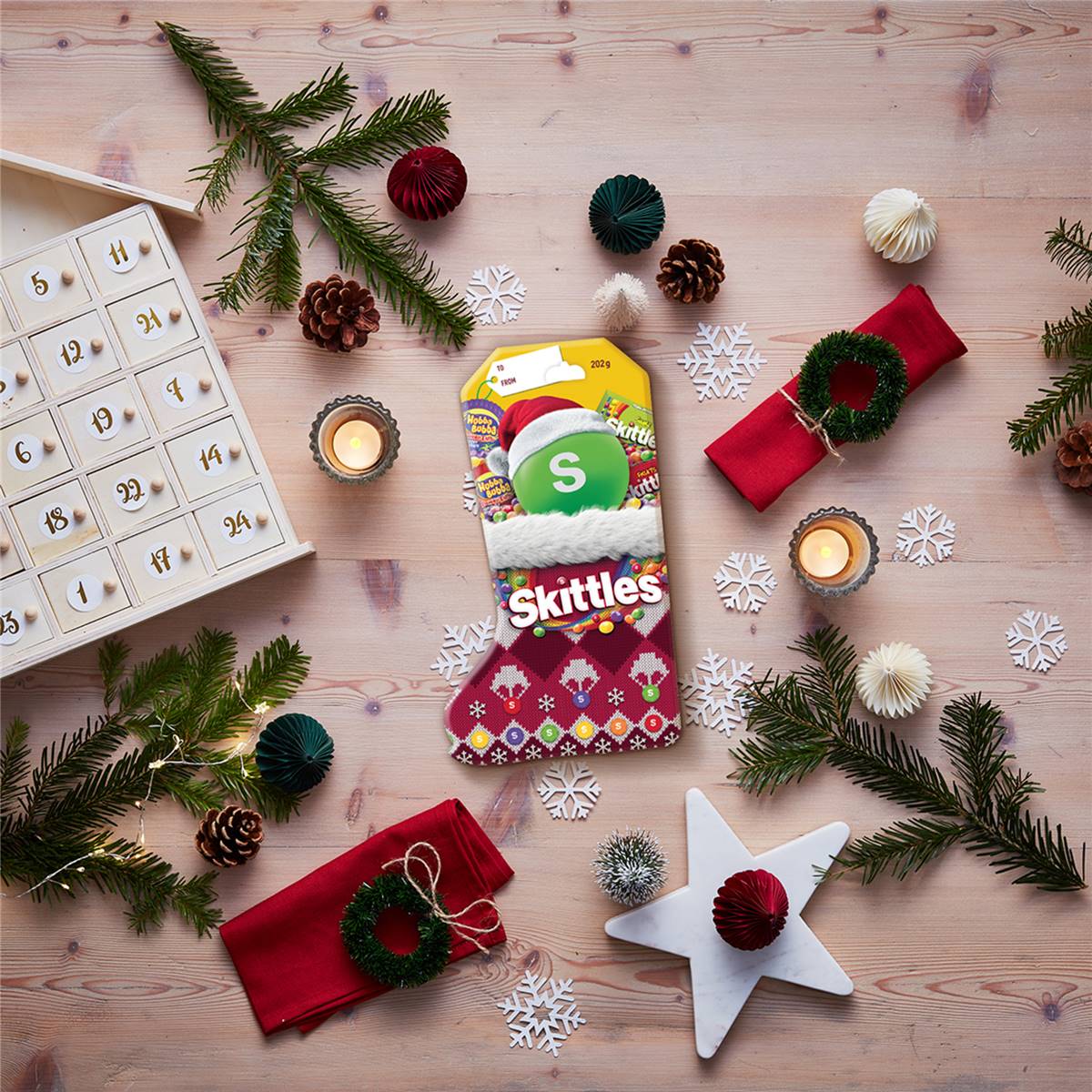 Skittles & Hubba Bubba Chewy Lollies Christmas Gift Stocking 202g ...
