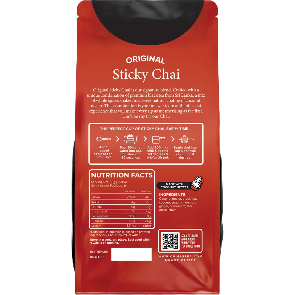 Origin Tea Original Sticky Chai 120g | Woolworths