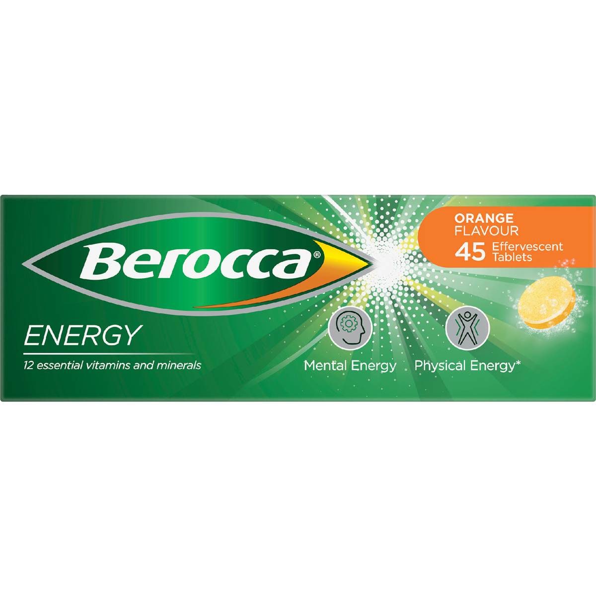 Berocca Vitamin B & C Orange Flavour Energy 45 Pack | Woolworths