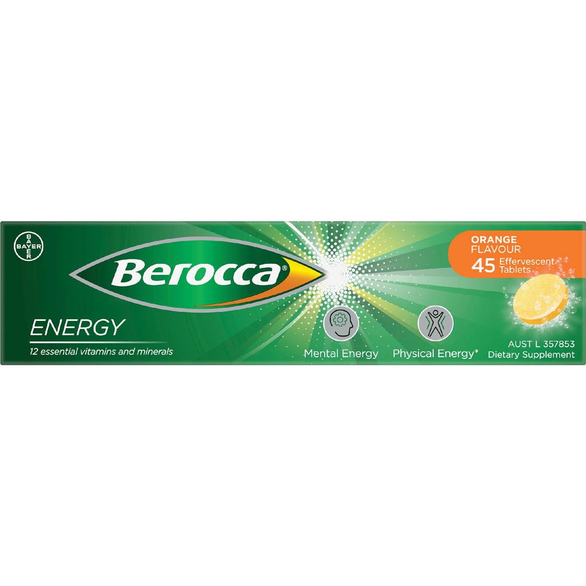Berocca Vitamin B & C Orange Flavour Energy 45 Pack | Woolworths