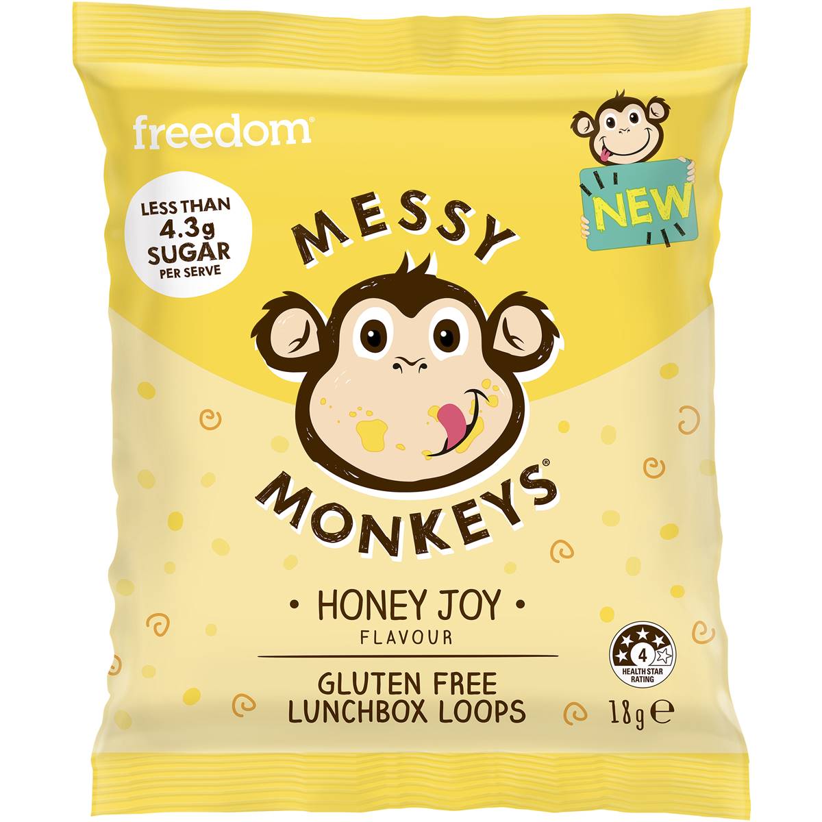 Messy Monkeys Honey Joy Flavour Loops 108g | Woolworths