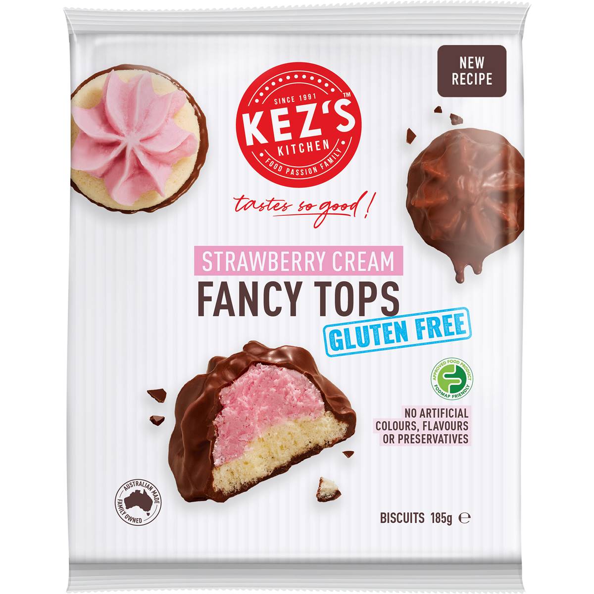 Kez's Kitchen Gluten Free Strawberry Cream Fancy Tops 185g | Woolworths