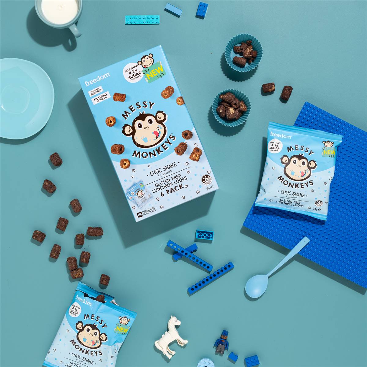 Messy Monkeys Gluten Free Lunchbox Loops Choc Shake Flavour 6 Pack ...