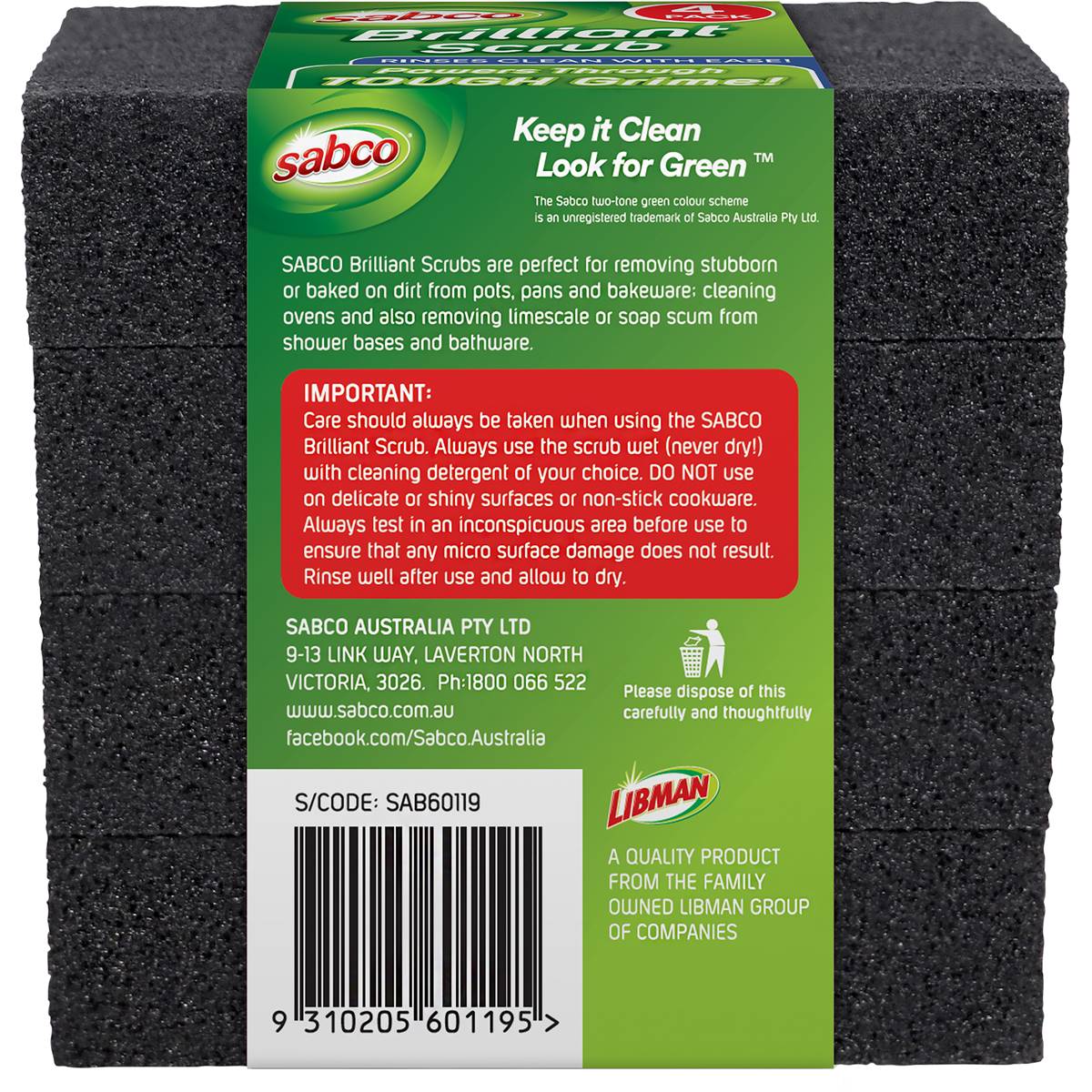 Sabco Sabco Brilliant Scrub 4 Pack 4g | Woolworths